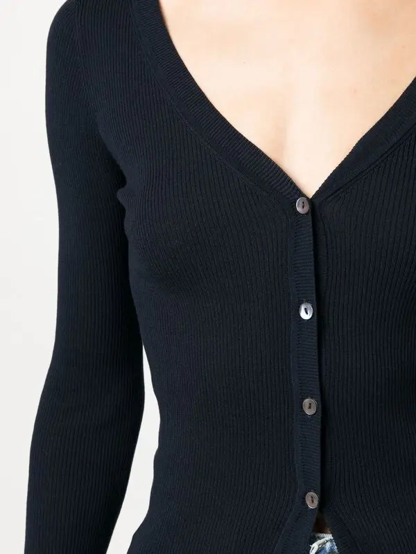 PAROSH Ribbed Knit V-neck Cardigan