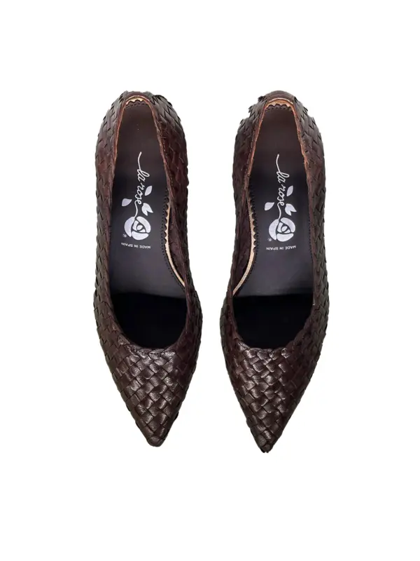 LA ROSE Carol Woven Pumps - Cafe