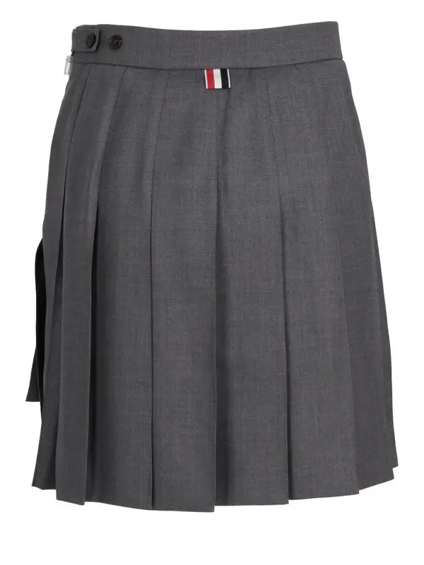 Thom Browne Thigh Length Pleated Skirt - Med Grey