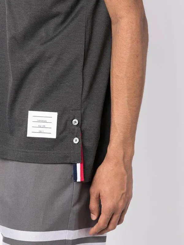 Thom Browne Rwb Pocket Trim Piqué Polo - Grey