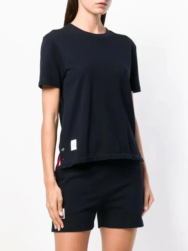 Thom Browne Relaxed Fit Pique T-shirt With Stripe Detail - Navy