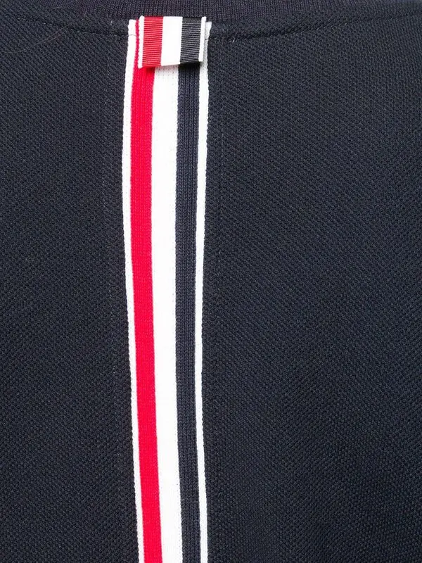 Thom Browne Relaxed Fit Pique T-shirt With Stripe Detail - Navy