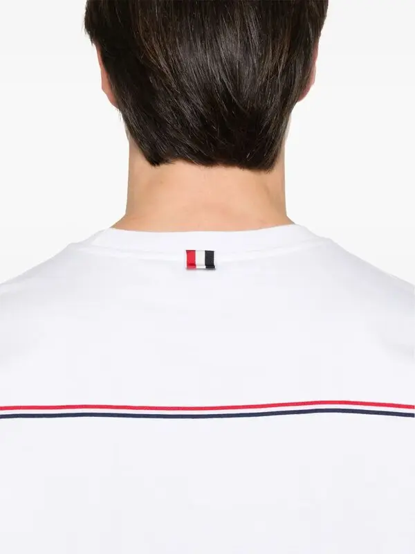 Thom Browne Oversized Short Sleeve Tee With Rwb Knit Trim