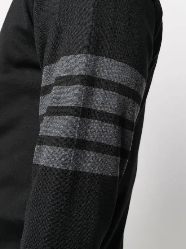 Thom Browne 4-bar Stripe Merino Wool Pullover - Black