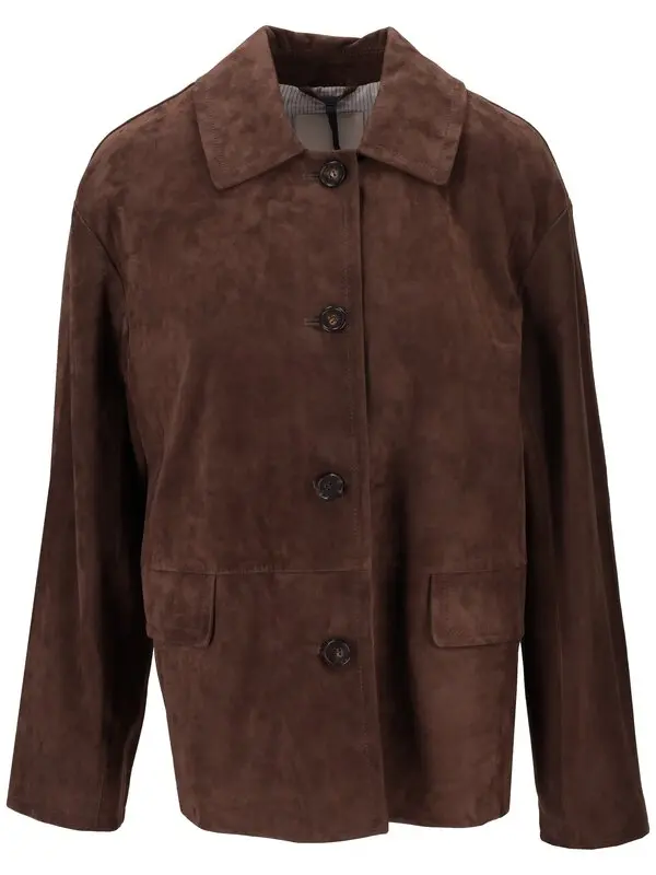 Max Mara Lambskin Leather Giacca - Marrone