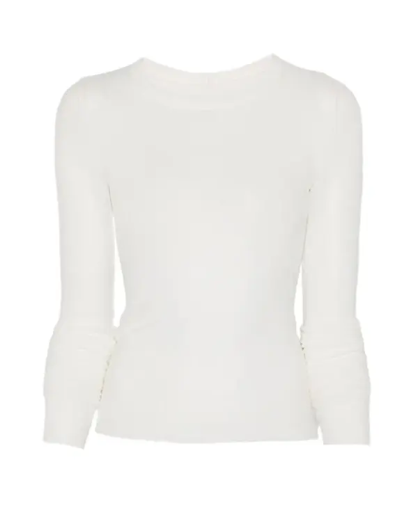 Rick Owens Cropped Ribbed Long Sleeve Top - Milk