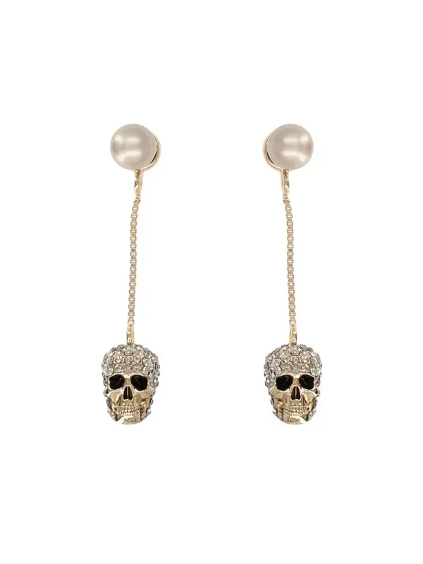 Alexander McQueen Skull Dangle Earrings - Gold