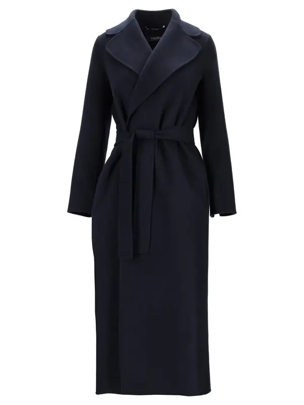 Max Mara Belted Virgin Wool Coat - Blu Notte