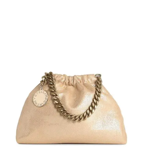 Stella McCartney Falabella Mini Drawstring Bag With Chain - Gold