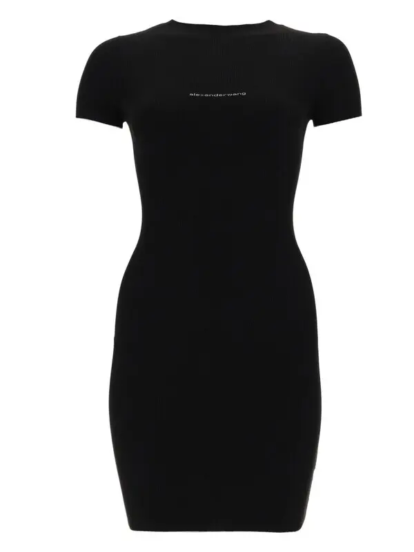 Alexander Wang Logo-Print Fitted Mini Dress - Black | Editorialist