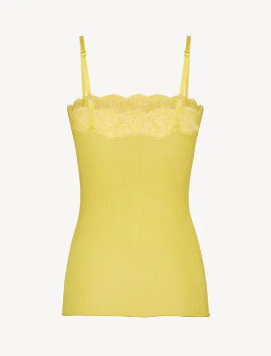 Saint Laurent Camisole With Lace Trim - Chartreuse