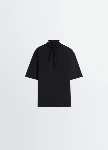 LEMAIRE T-shirt With Tie Neck - Black