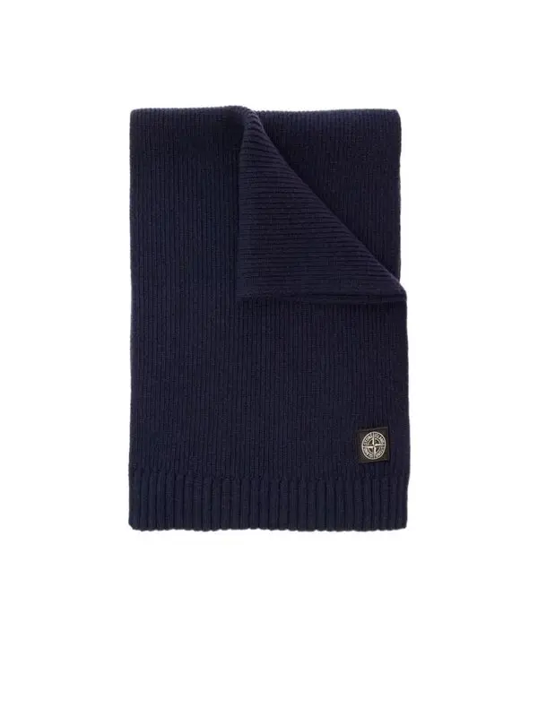 Stone Island Scarf With Logo Patch - Blue