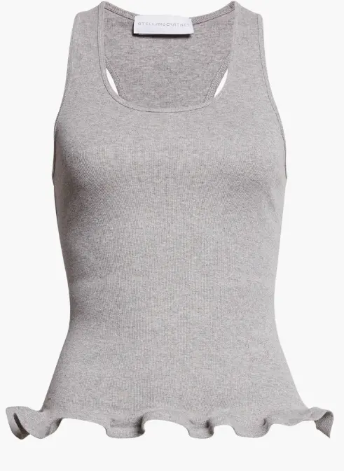 Stella McCartney Frilled Hem Rib Tank - Grey Melange