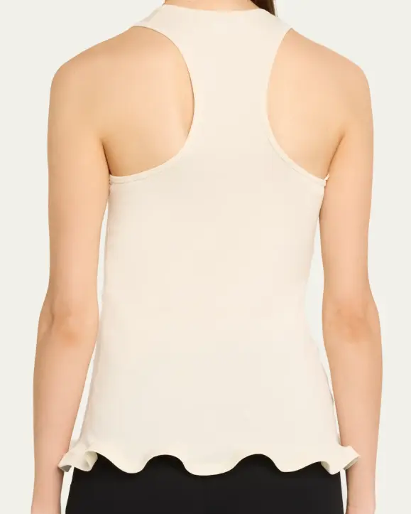 Stella McCartney Frilled Hem Rib Tank - Cream