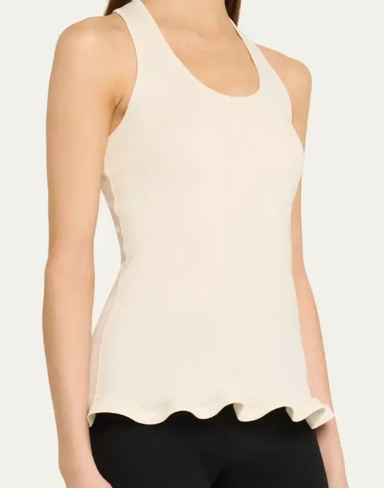 Stella McCartney Frilled Hem Rib Tank - Cream