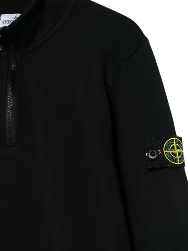 Stone Island Polo Shirt With Half Zipper - Black