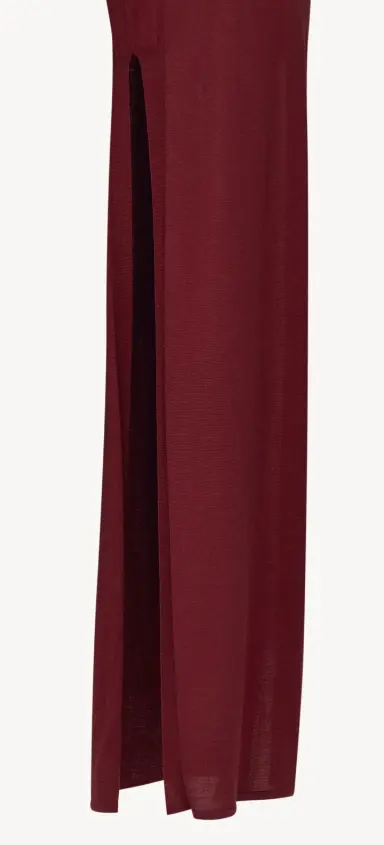 Saint Laurent Long Slit Dress With Short Sleeves - Rouille