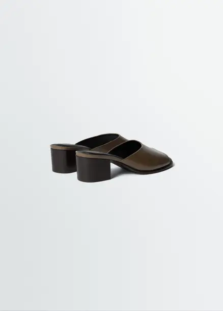LEMAIRE Square Heeled Mules 55 - Dark Brown