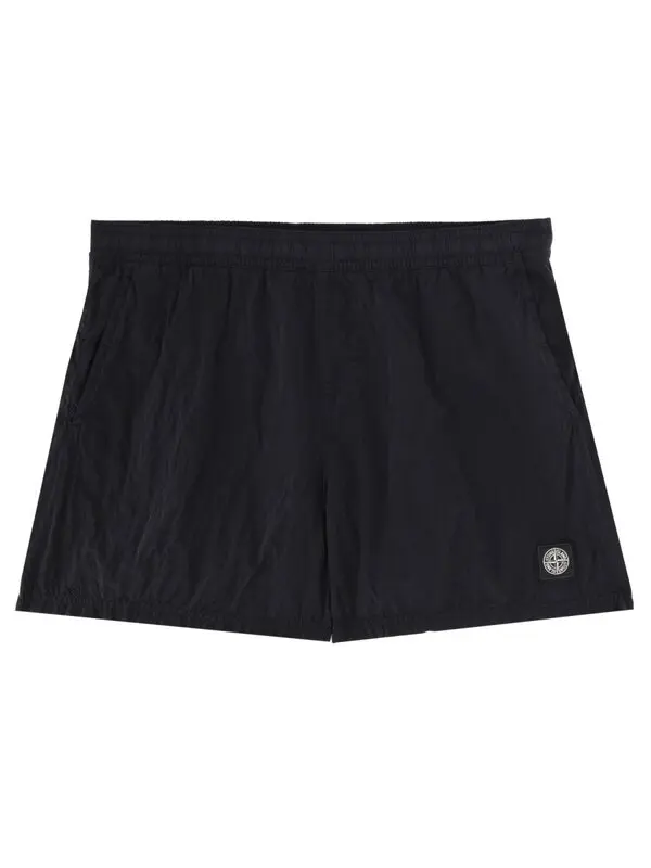 Stone Island Swimsuit With Logo Patch - Black