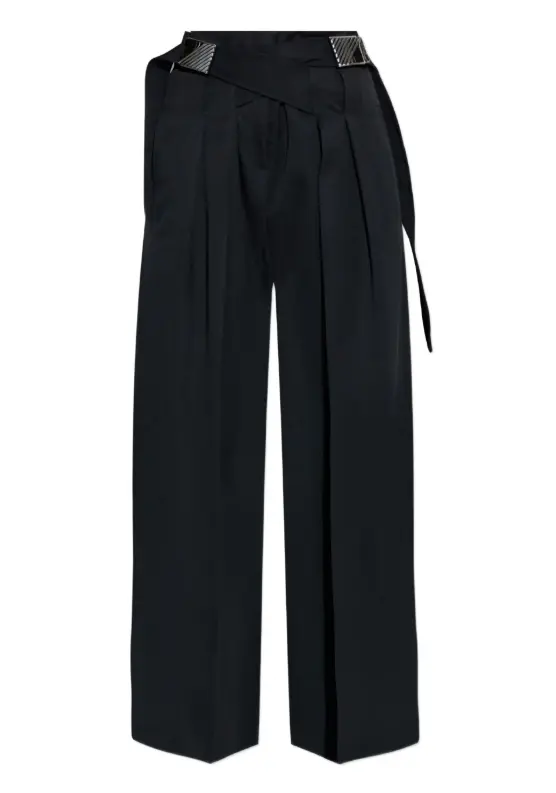 Attico Long Pant In Wool Gabardine - Black