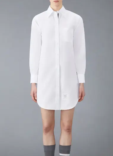 Thom Browne Thigh-length Shirtdress With Grosgrain Placket - White