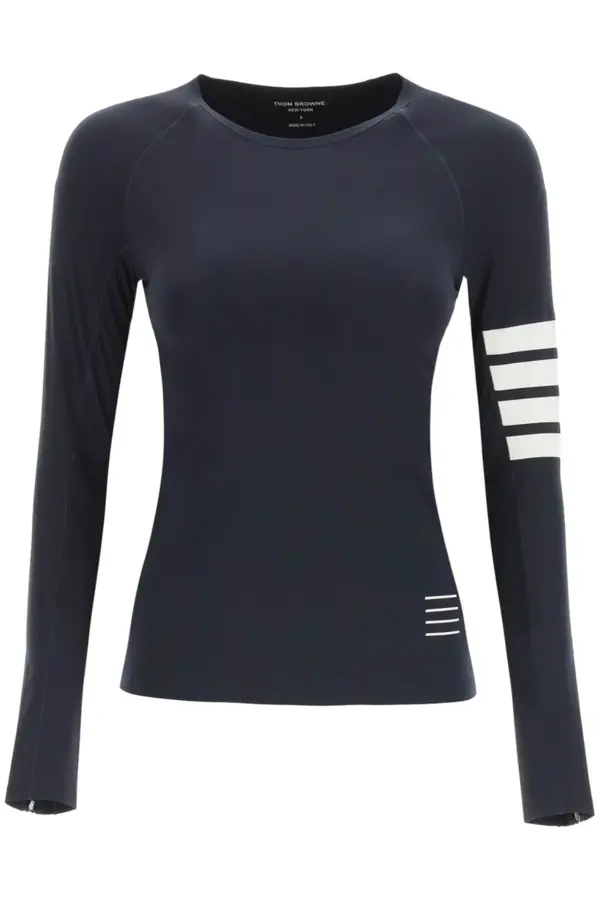 Thom Browne Compression Tee With 4-bar Detail - Navy