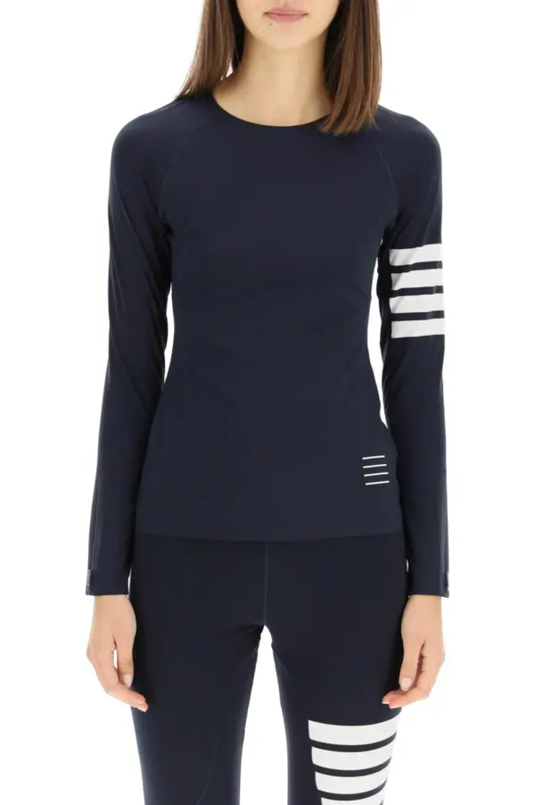 Thom Browne Compression Tee With 4-bar Detail - Navy