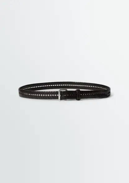LEMAIRE Studded Leather Belt - Dark Brown
