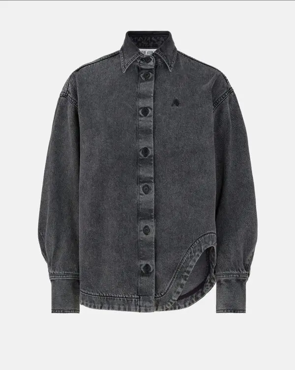 Attico Washed Denim Bomber Jacket - Black