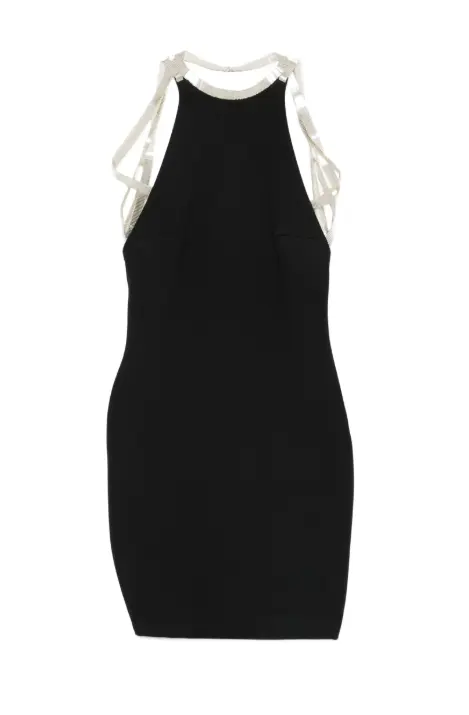 Attico Mini Ponte Jersey Dress With Chain Detail - Black