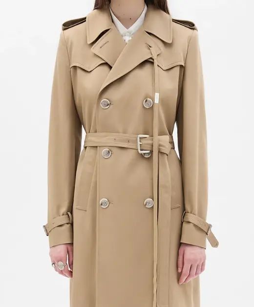 ANN DEMEULEMEESTER Eda Fitted Cotton Twill Double Breasted Coat - Sand