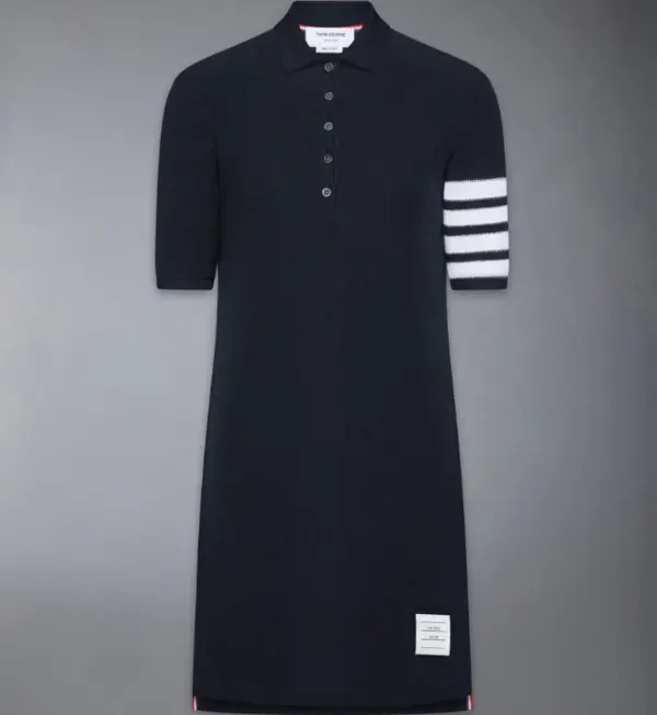 Thom Browne Polo Shirt Dress In Textured Pique
