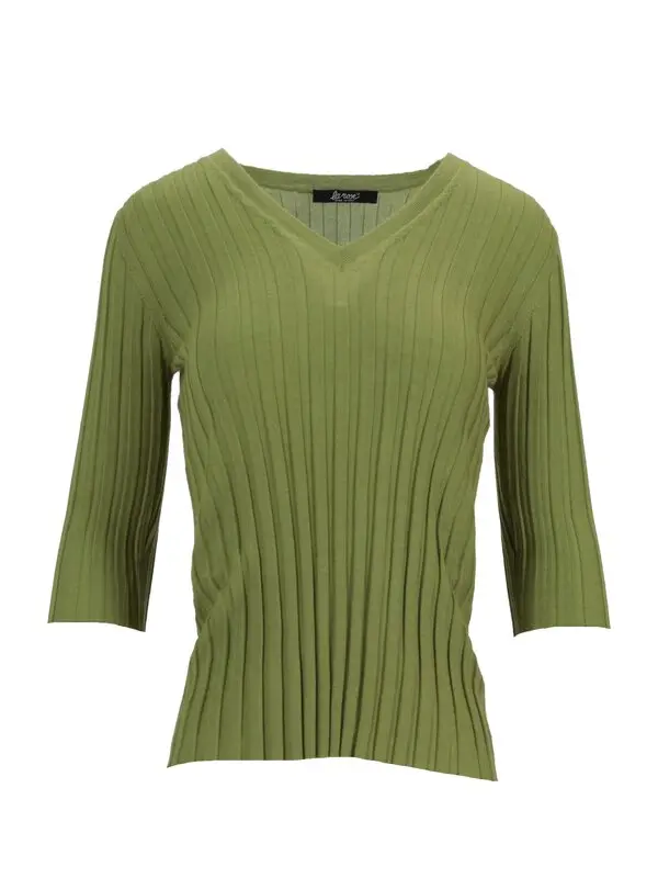 LA ROSE V-neck Cashmere And Silk Top - Green