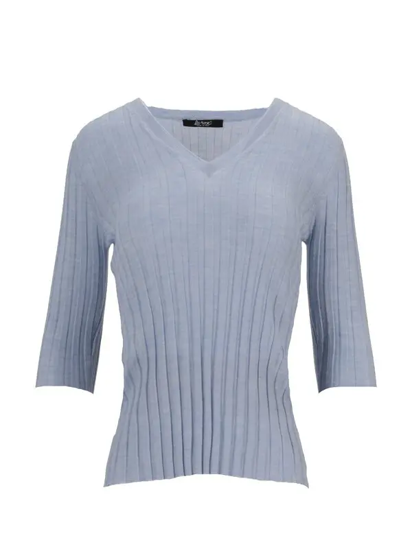 LA ROSE V-neck Cashmere And Silk Top - Sky