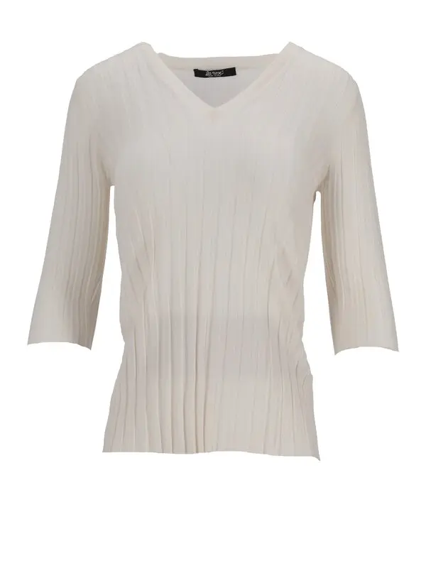 LA ROSE V-neck Cashmere And Silk Top - Cream