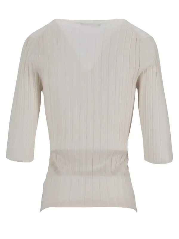 LA ROSE V-neck Cashmere And Silk Top - Cream