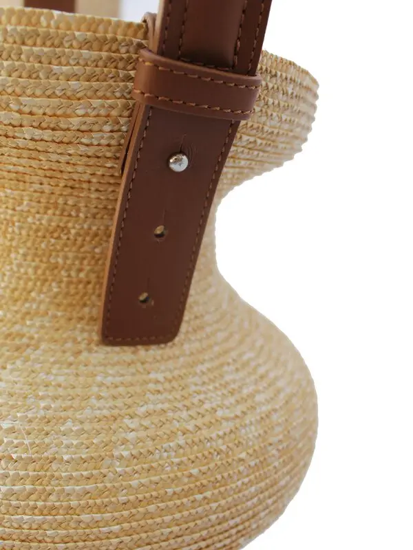 LA ROSE Raffia And Leather Vase