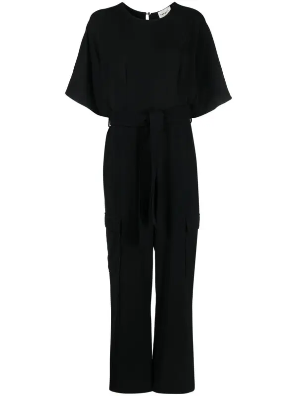 PAROSH Wide Leg Cargo Jumpsuit - Nero