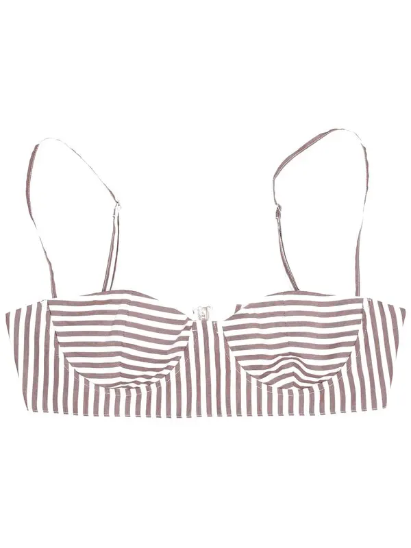 LA ROSE Cotton Bralette - Brown Stripes