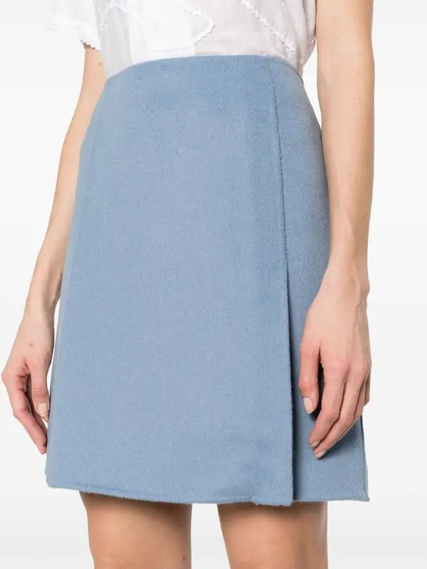 PAROSH High-waist Wool Mini Skirt - Azzurro