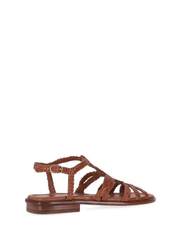 LA ROSE Intreccio Flat Sandal - Toffee