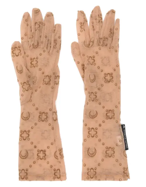 MARINE SERRE Moonogram Mesh Flock Short Gloves