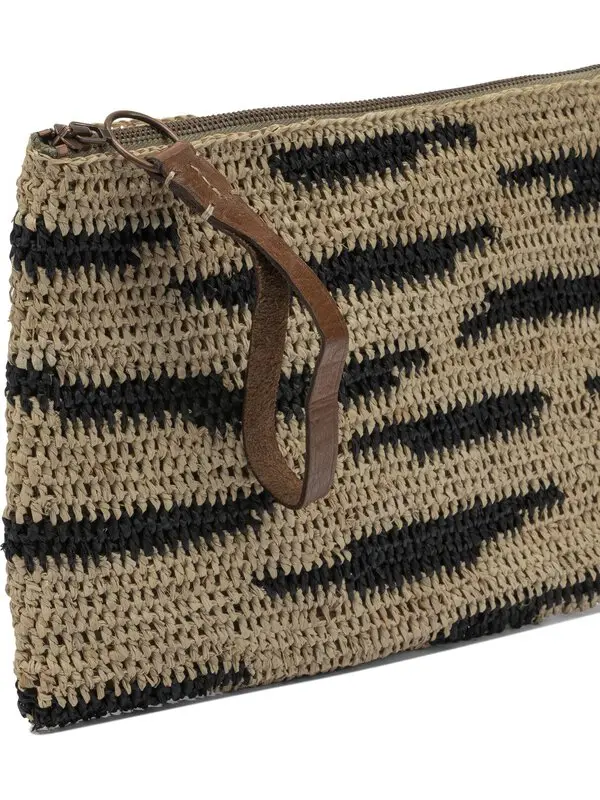 IBELIV Raffia And Leather Clutch - White