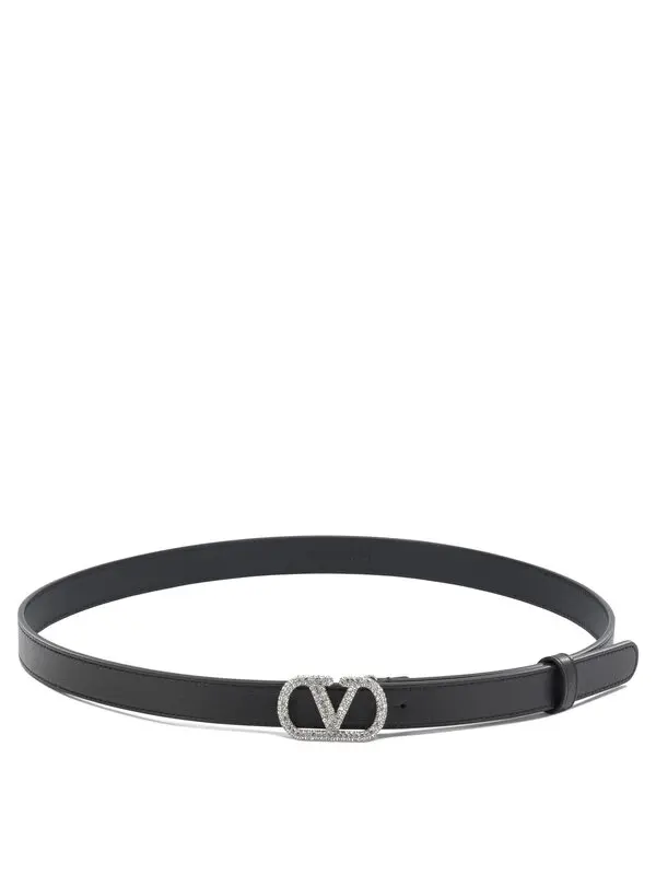 Valentino Garavani Vlogo Signature Leather Belt - Black