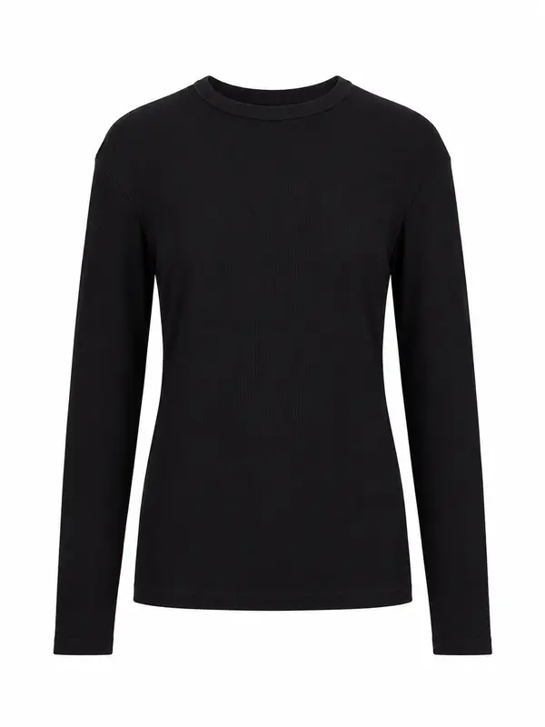 LA ROSE Long Sleeve Ribbed T-shirt - Black
