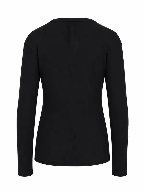 LA ROSE Long Sleeve Ribbed T-shirt - Black