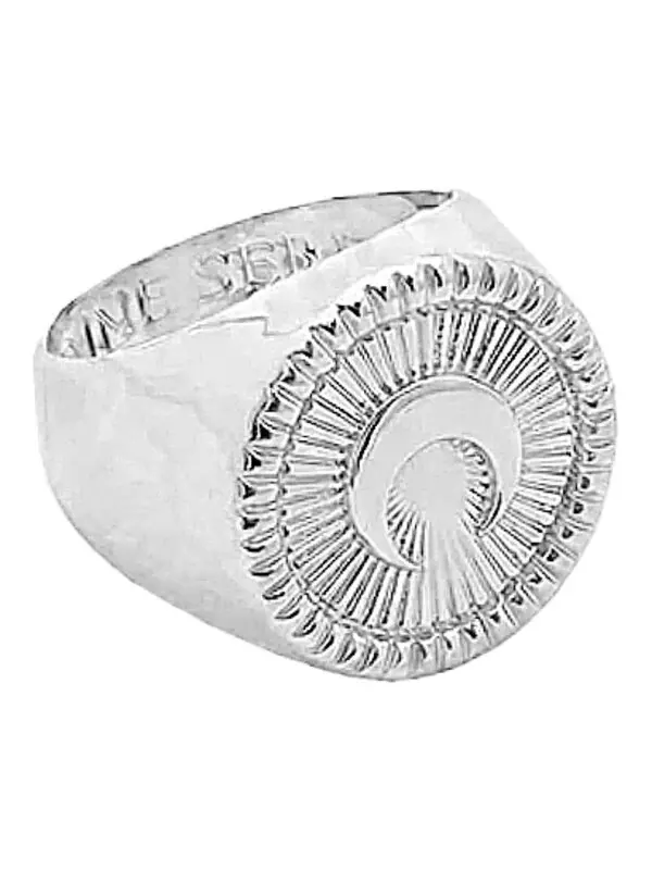 MARINE SERRE Silver Plated Button Signet Ring