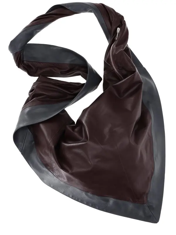 LA ROSE Shoulder Bag With Twisted Handle - Bordeaux