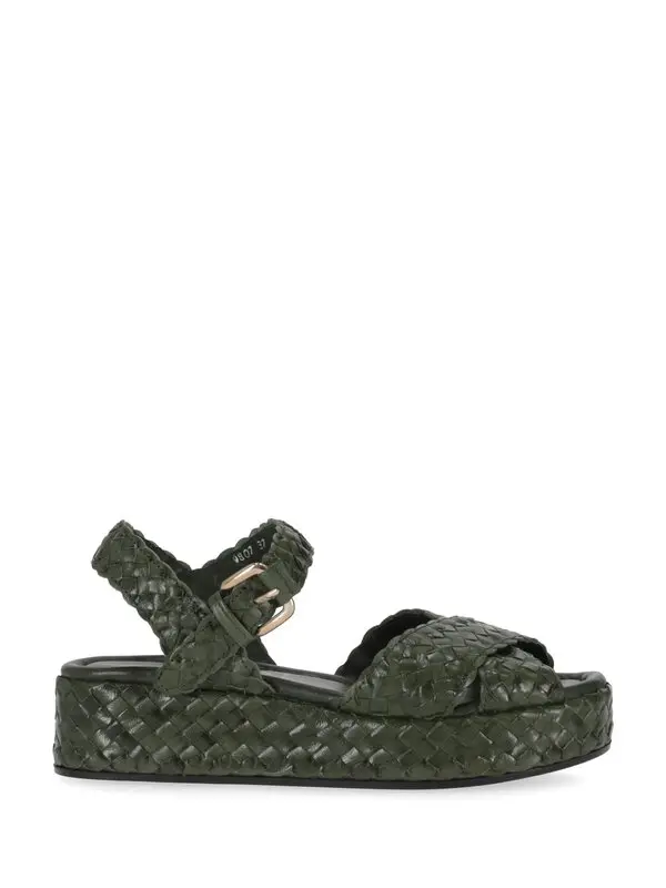 LA ROSE Intreccio Zeppa Sandal - Musgo